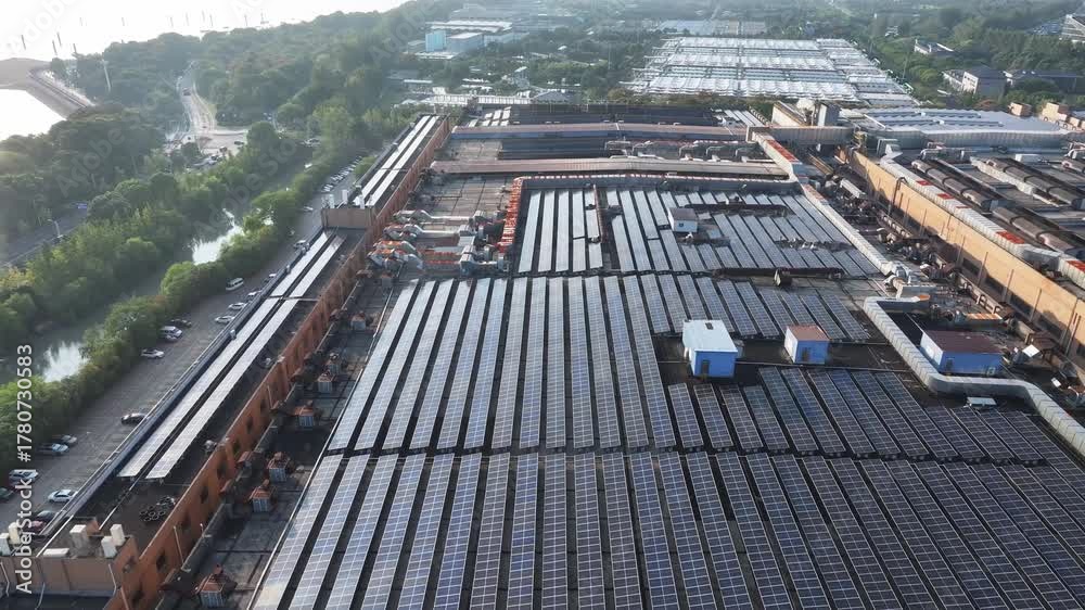 plant building with solar power station on rooftop Stock Video | Adobe ...