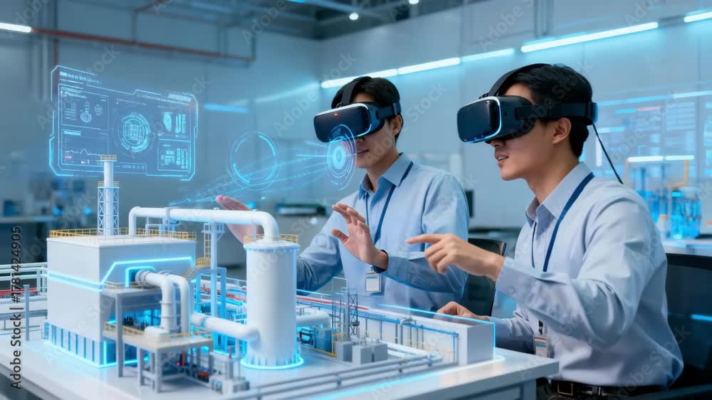 Medium shot featuring a virtual digital twin environment where ...