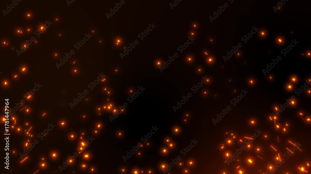 Realistic bonfire sparkle flying particle animation with glowing embers ...
