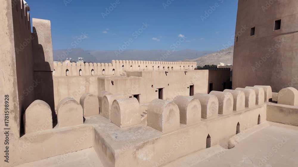 Stockvideon Nizwa Fort is a historic 17th-century Omani fortress known ...