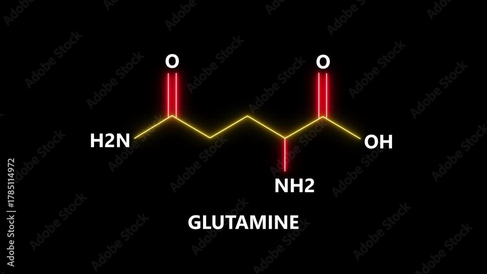 Glutamine Molecular Structure Displayed on black Background. Stock ...