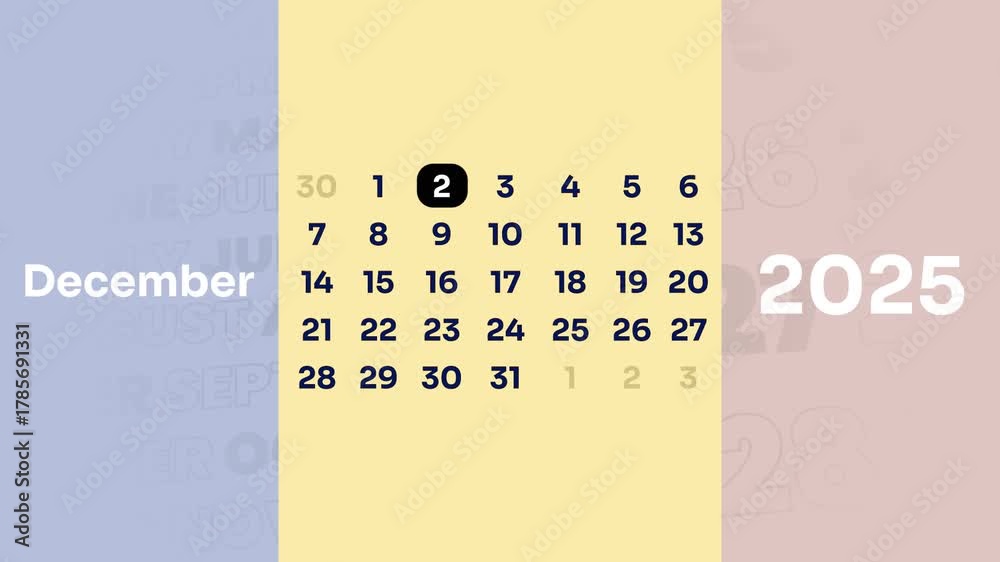 DECEMBER 2025 Animated 2025 and 2026 Calendar – Full 12 Months Motion ...