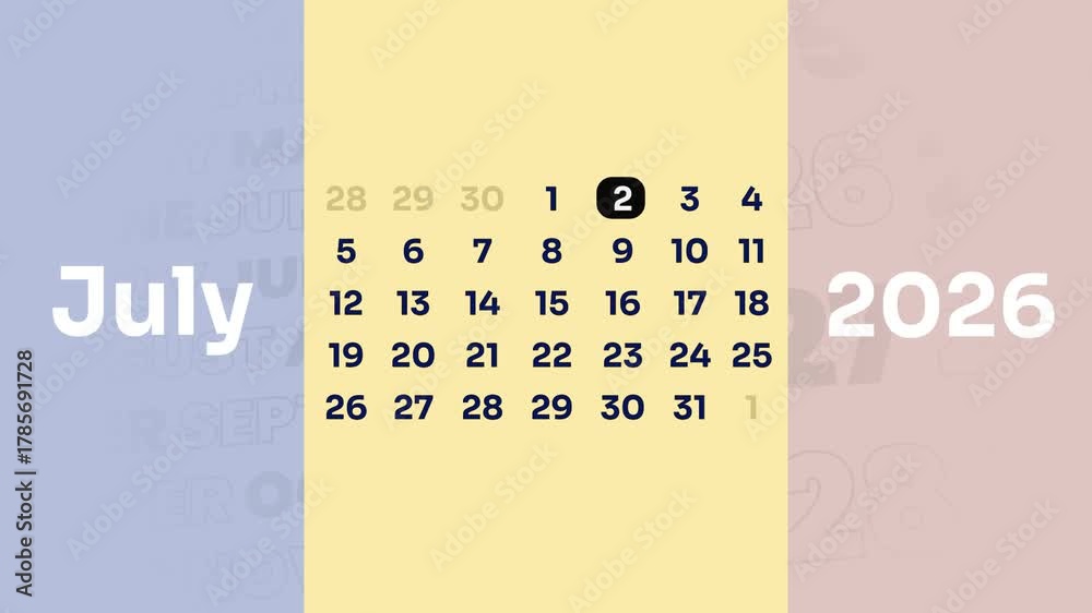 JULY 2026 Animated 2025 and 2026 Calendar – Full 12 Months Motion ...
