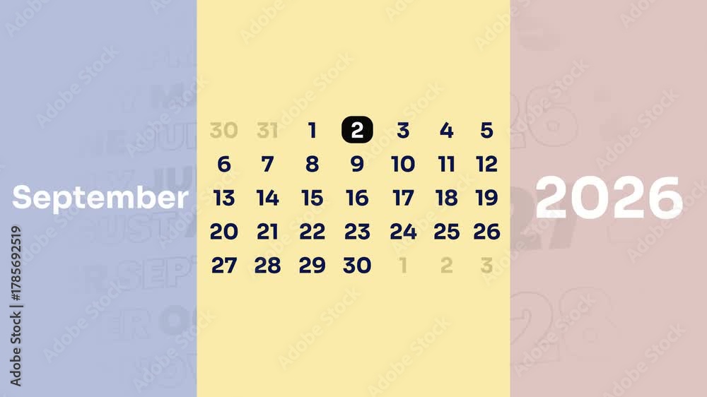 SEPTEMBER 2026 Animated 2025 and 2026 Calendar – Full 12 Months Motion ...
