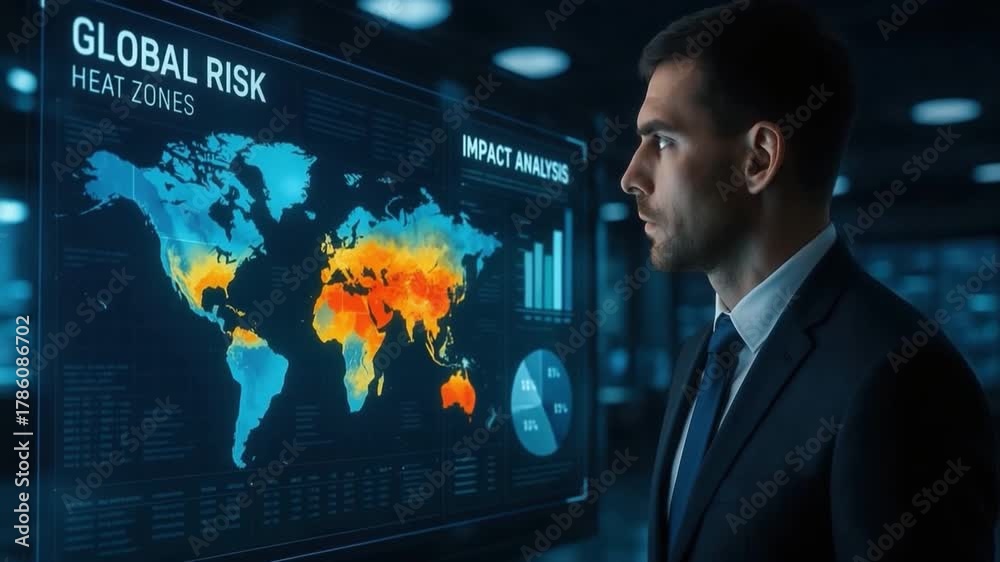Global Risk Analysis Digital Map Visualization of Heat Zones for ...