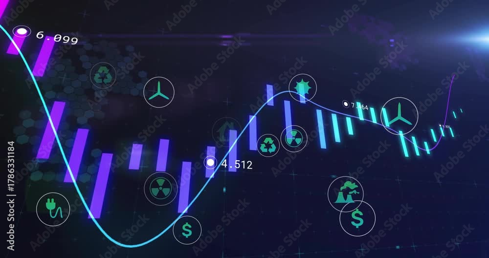 Animated energy dashboard moving as timeline advances, bars shifting ...