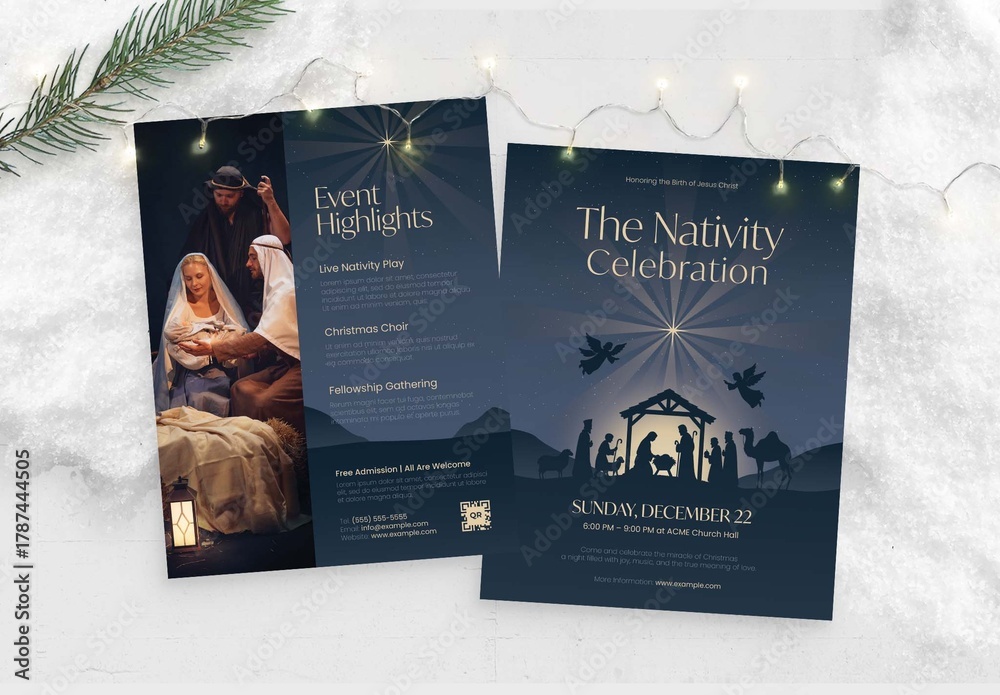 Christmas Nativity Play Flyer & Poster Template with Illustration of ...