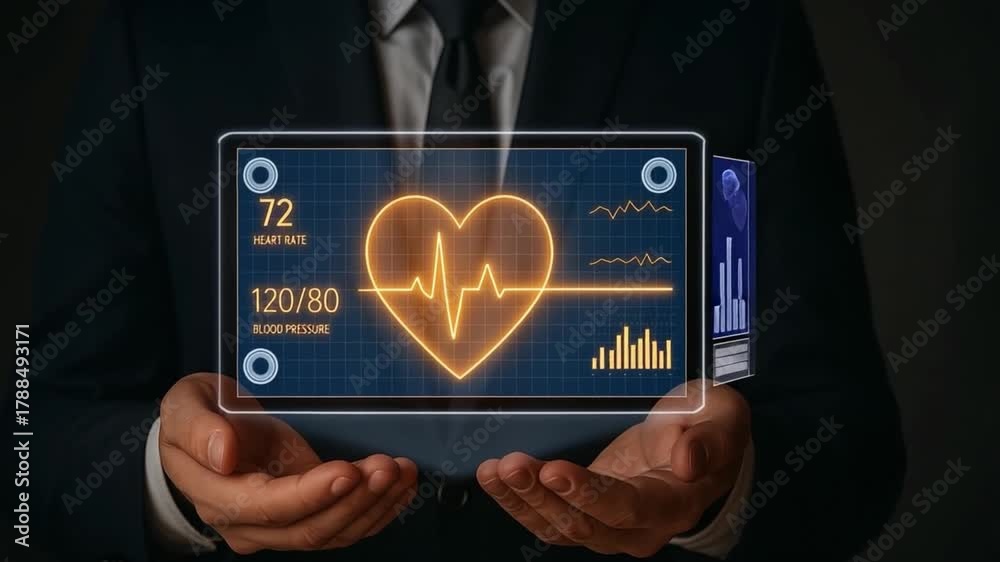 Digital Health Monitor Showcases Heart Rate and Blood Pressure Readings ...