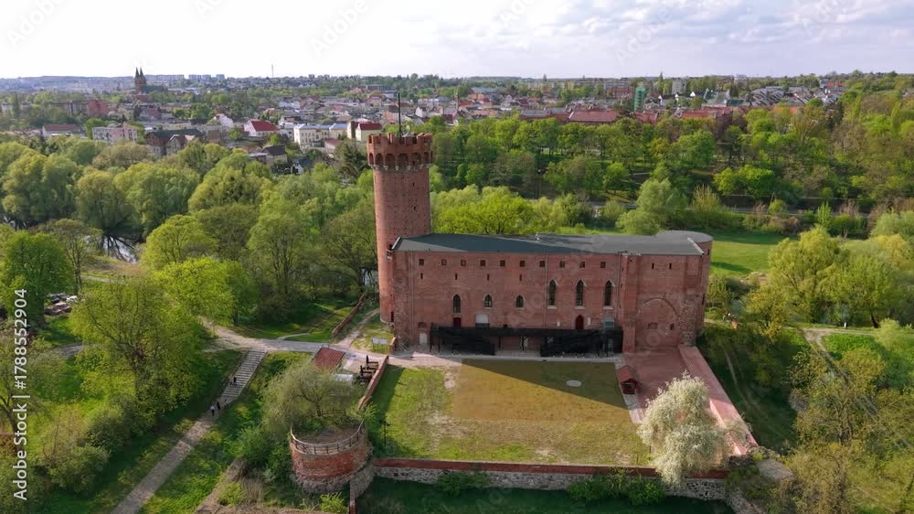 Video Stock Teutonic Castle at the Wda river in Swiecie, Poland ...