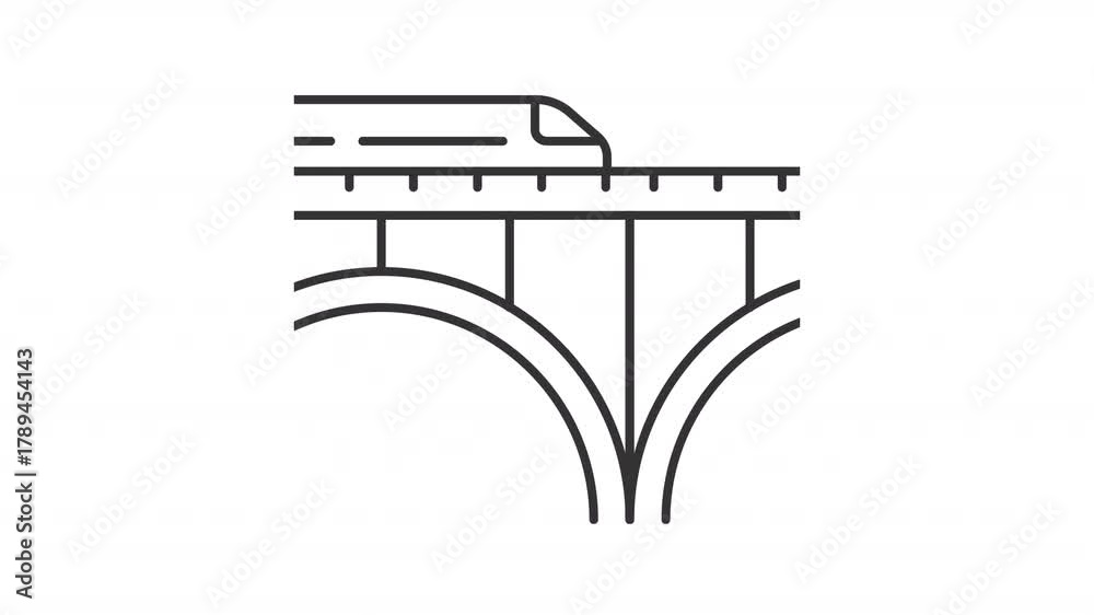 Elevated train line animation. Railway bridge animated icon ...