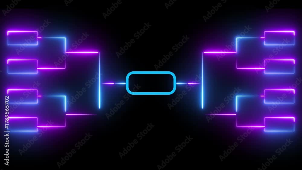 Neon Tournament Bracket with Empty Center Box on Black Background ...