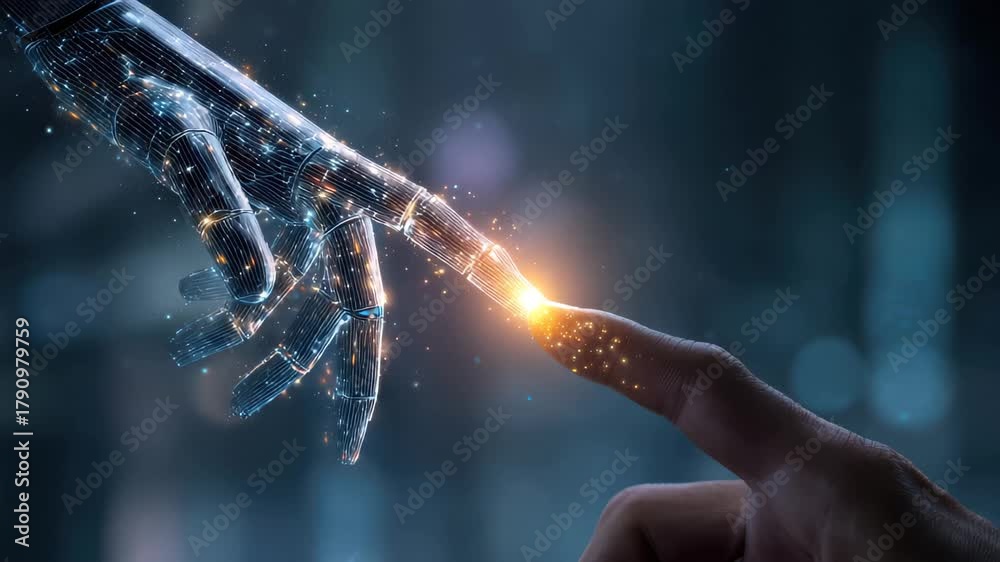 Interaction between human and robotic hand representing the future of ...