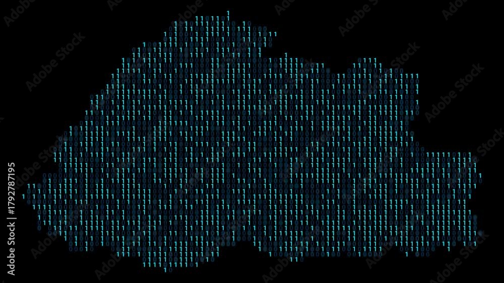 Bhutan Binary code map animation, Digital data visualization, alpha ...