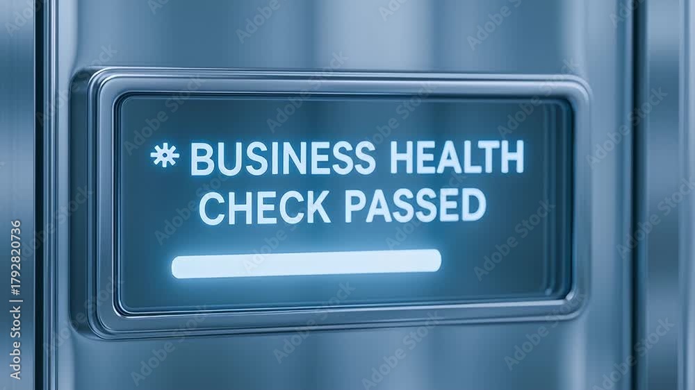 Business health check passed status indicator metallic blue control ...