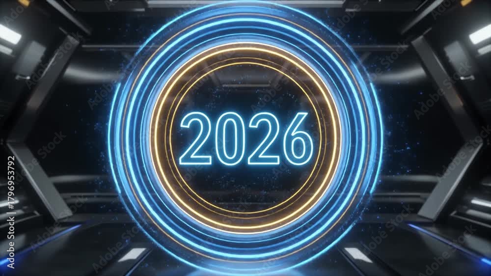 Futuristic 2026 Countdown Animation, Technology and Digital Background ...
