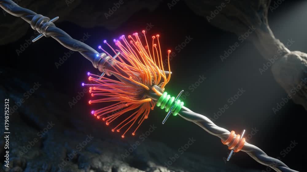 Scientific 3D animation showing actin capping proteins terminating ...