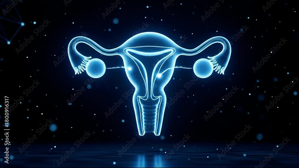 Futuristic 3D Animation of Female Reproductive System with Glowing ...