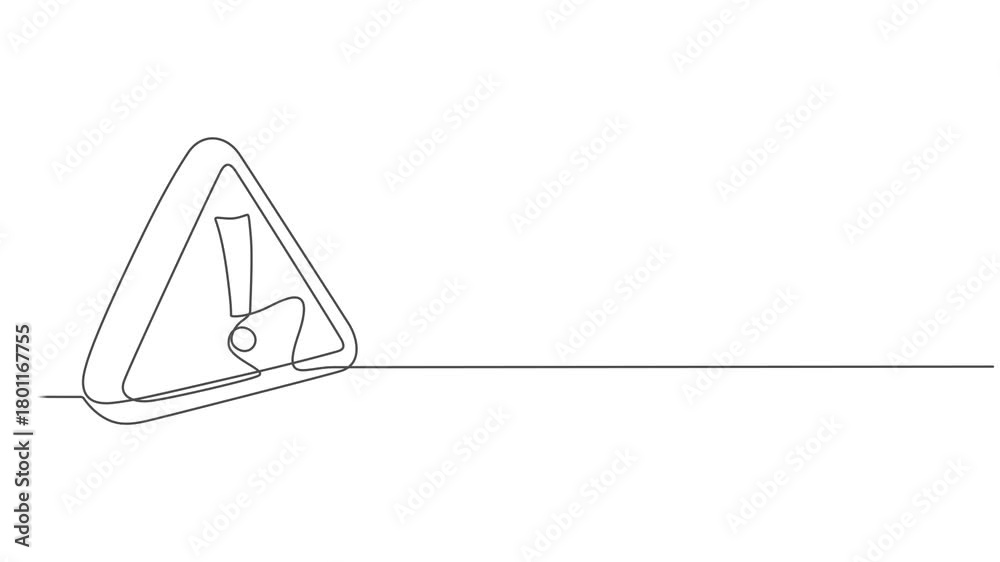 warning icon animation continuous one line drawing, Exclamation mark ...