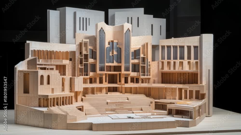 Vidéo Stock Architectural model of building with prominent wooden ...
