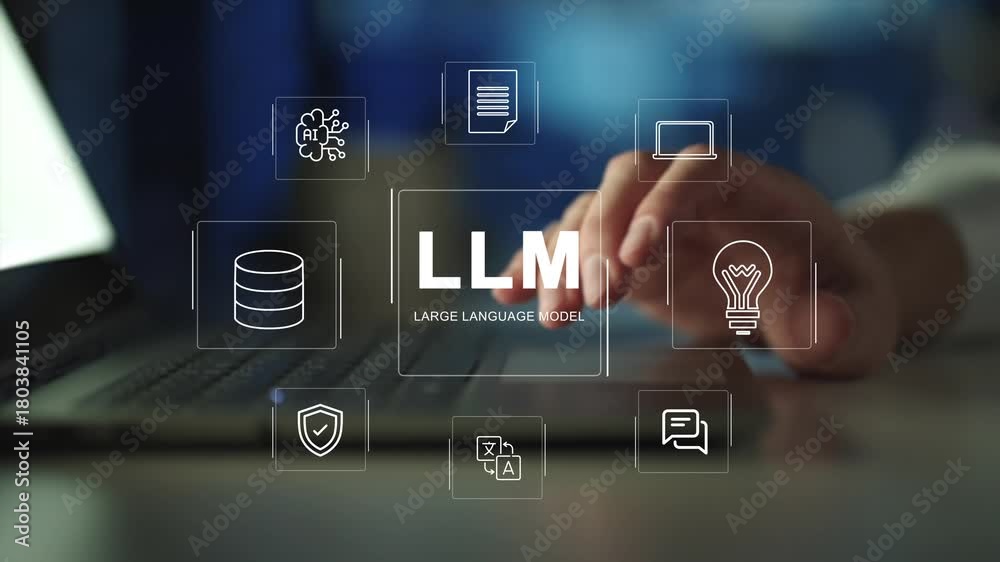 LLM, AI Large Language Model concept, LLM dashboard screen. A language ...