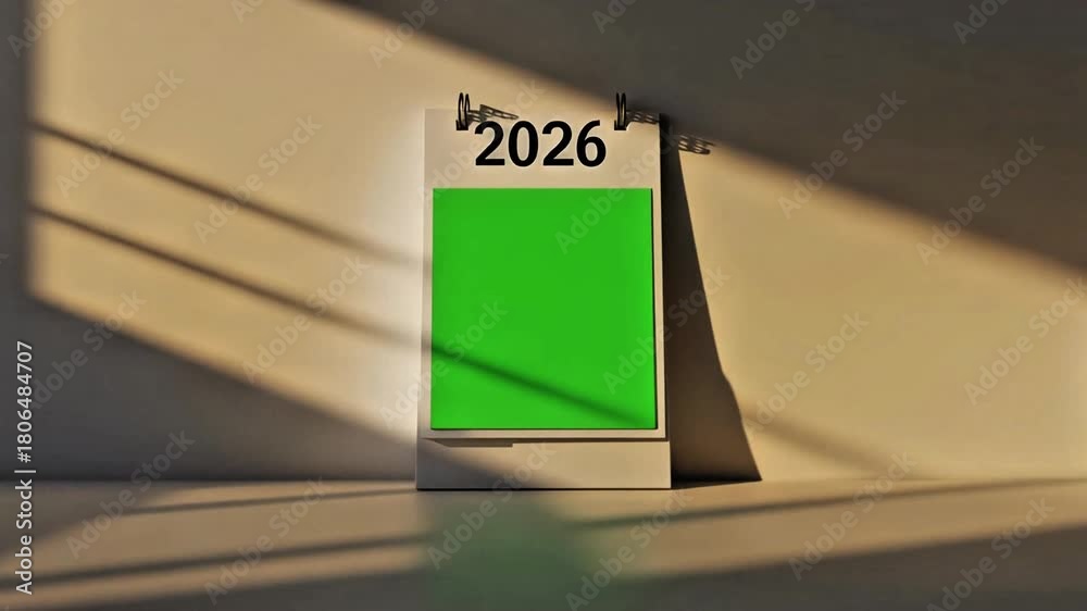 Wall Calendar Mockup for 2026: Green Screen Template for Daily Date and ...