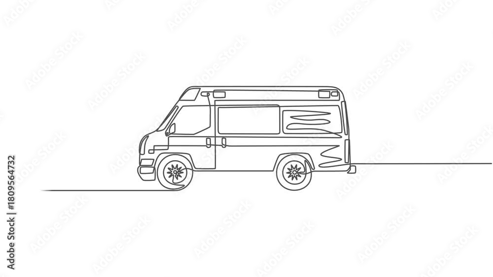 ambulance car continuous one line drawing animation, Animated self ...