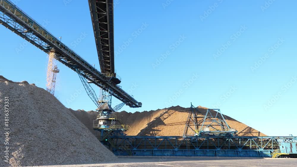 Drying and storage of wood chips in piles. General view of the paper ...