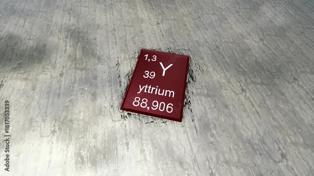 Yttrium periodic table symbol on raw yttrium, a rare earth element ...