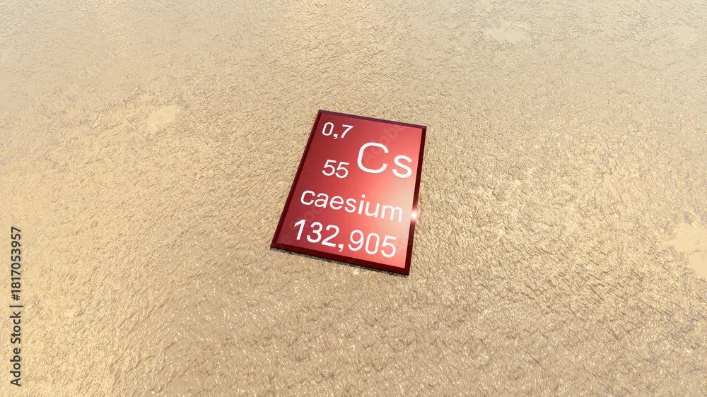 Caesium periodic table symbol on raw caesium, a rare earth element ...