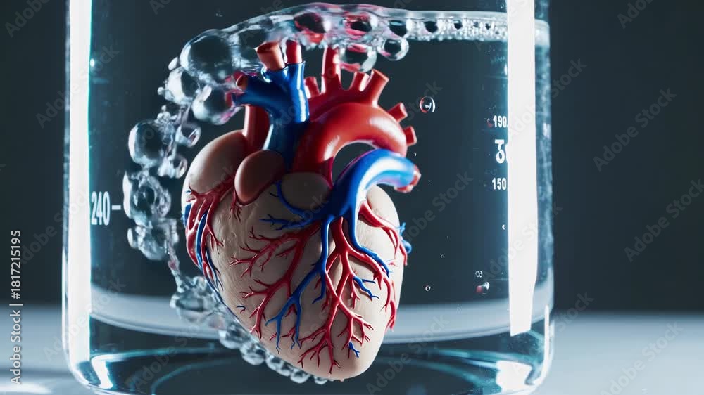 Exploring the anatomy of the human heart in a clear liquid environment ...