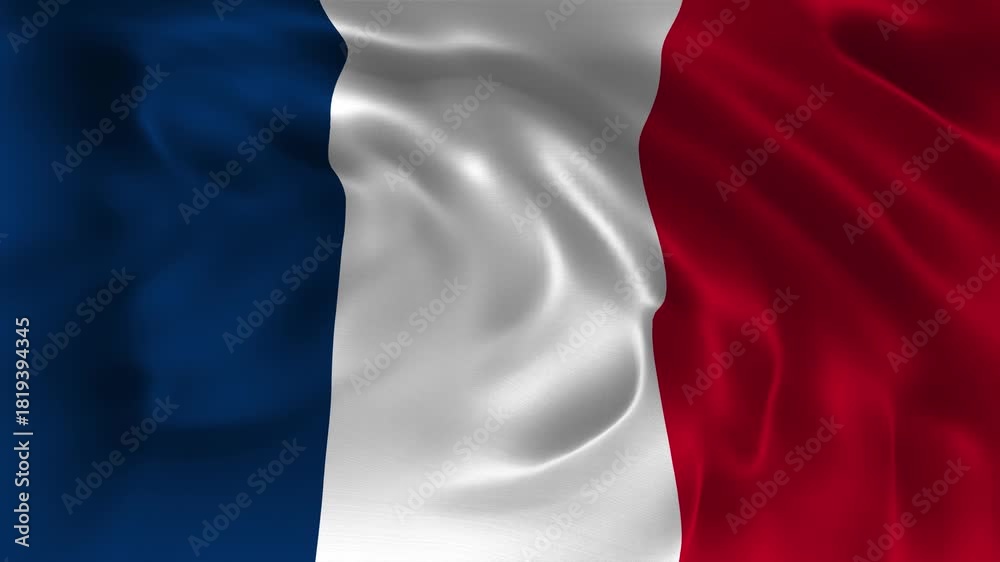 Realistic France flag waving in a seamless loop with detailed fabric ...