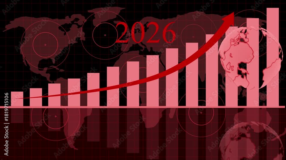 Upward Trend Bar Graph with 2026 Projection Animation, Business bar ...