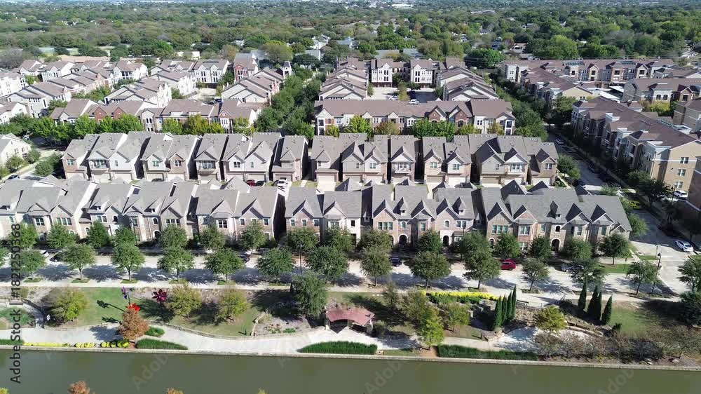 Canal-lined townhomes in Flower Mound Riverwalk, Denton County, Texas ...