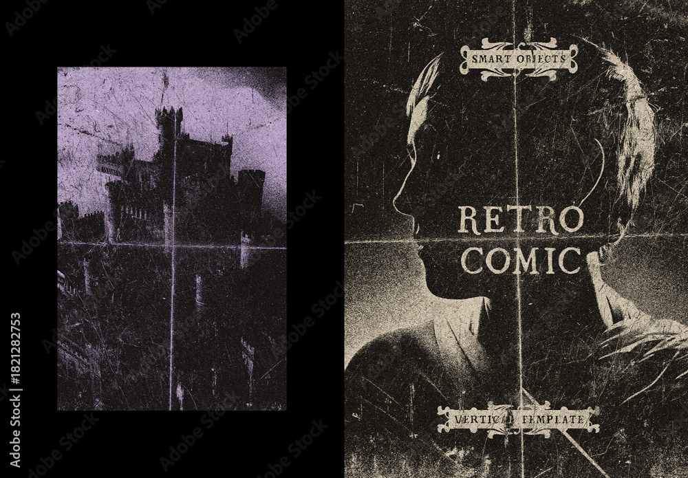 Retro Dust Comic Poster Effect Mockup Stock Template | Adobe Stock