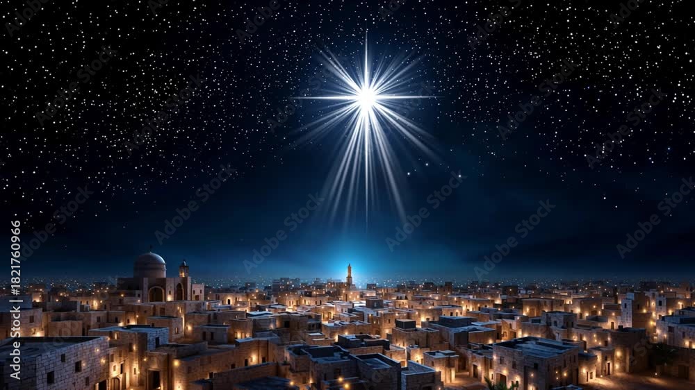 The Christmas star over the city of Bethlehem. The Star of Bethlehem ...