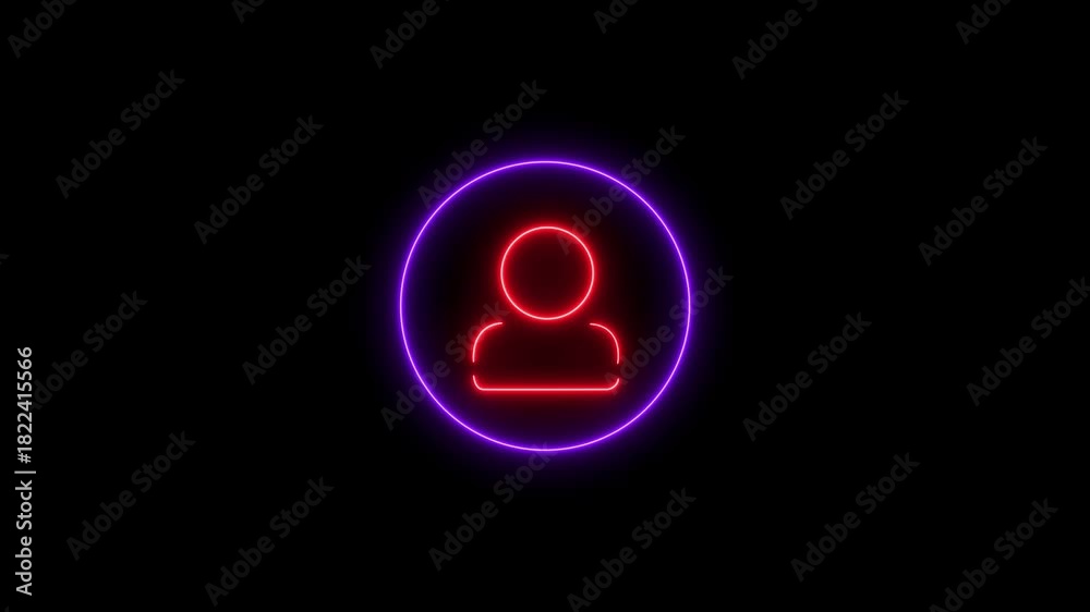 ID Card icon. Neon Identification card outline icon .Animation ...