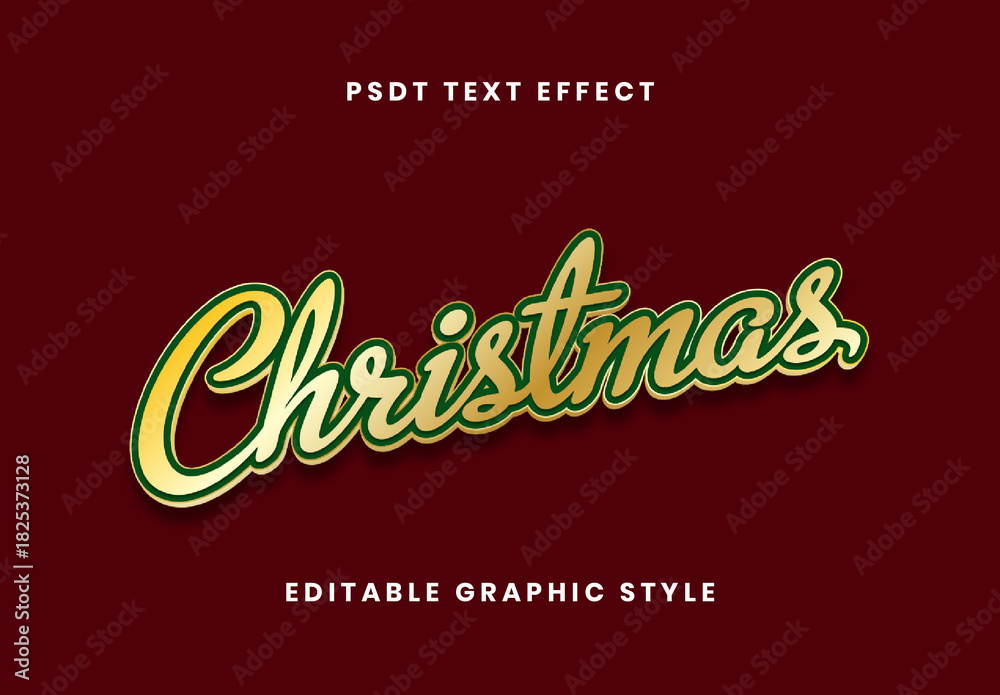 Gold And Green 3D Christmas Text Effect Script Festive Shiny Font Stock ...