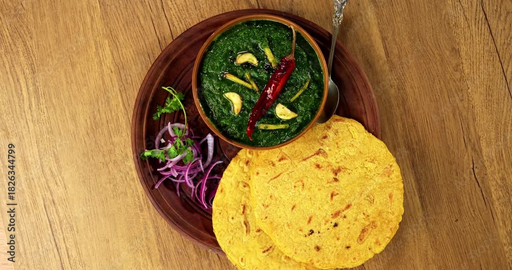 Makki Ki Roti & Sarson Ka Sag is basically Corn floor flat bread ...