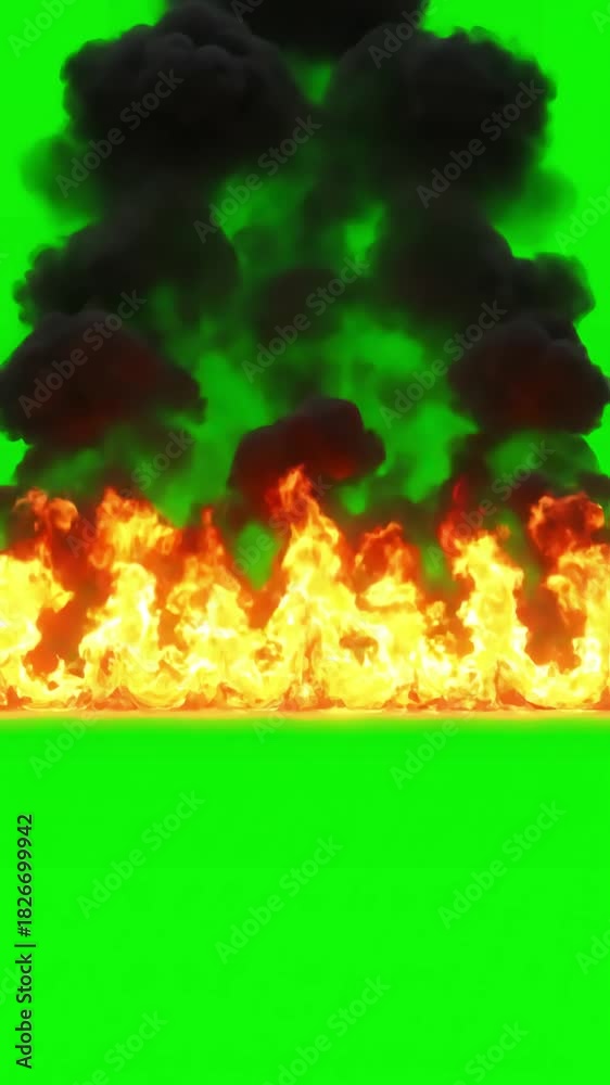 Chromakey VFX Backgrounds with wall or line of burst fire smoke ...