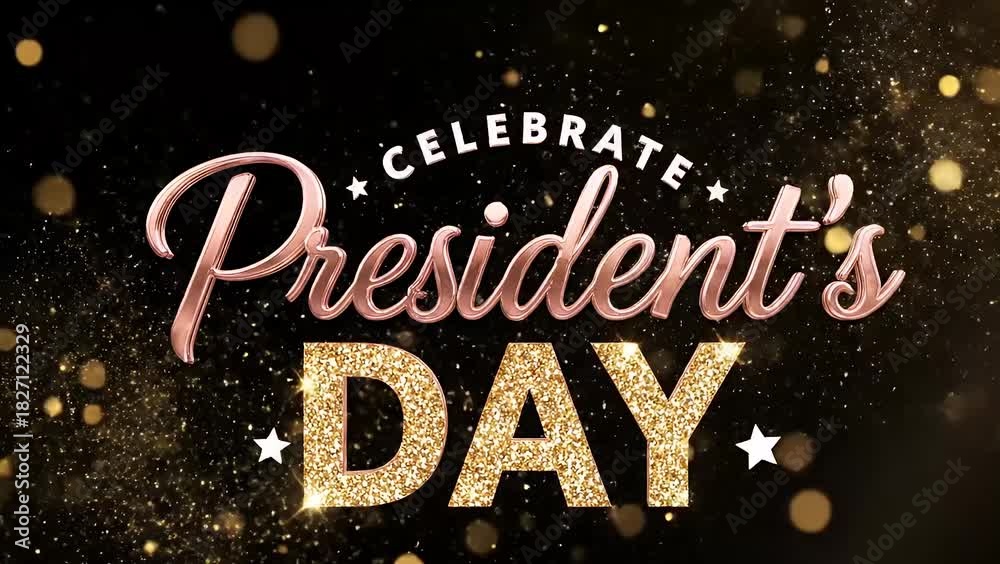 Elegant greeting card design for Presidents Day with glitter text Stock ...