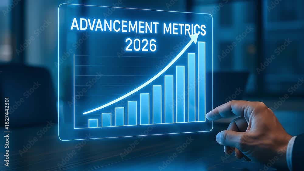 Advancement metric growth 2026 futuristic business chart with rising ...