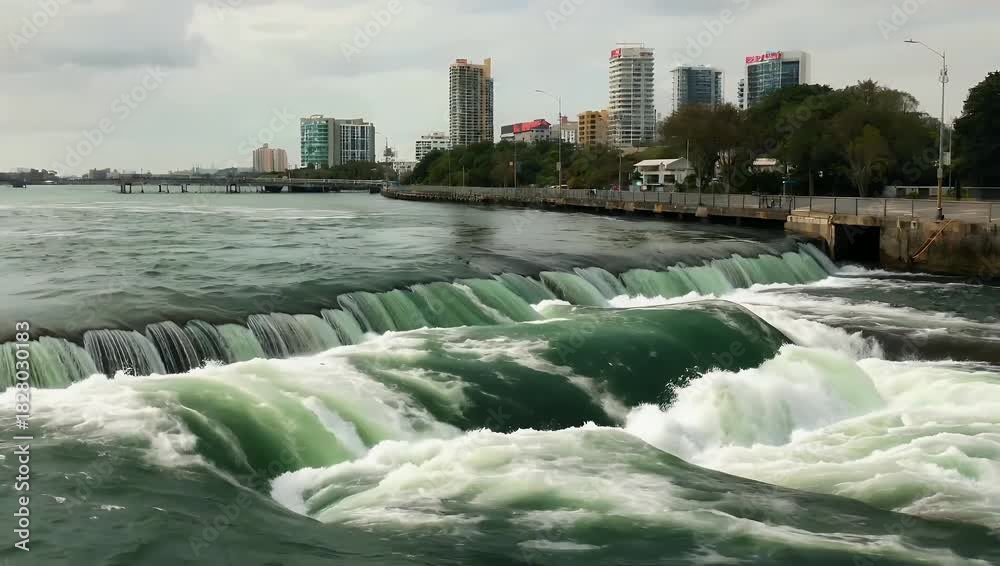 Environmental 4K Ultra HD news concept video of turbulent water flowing ...