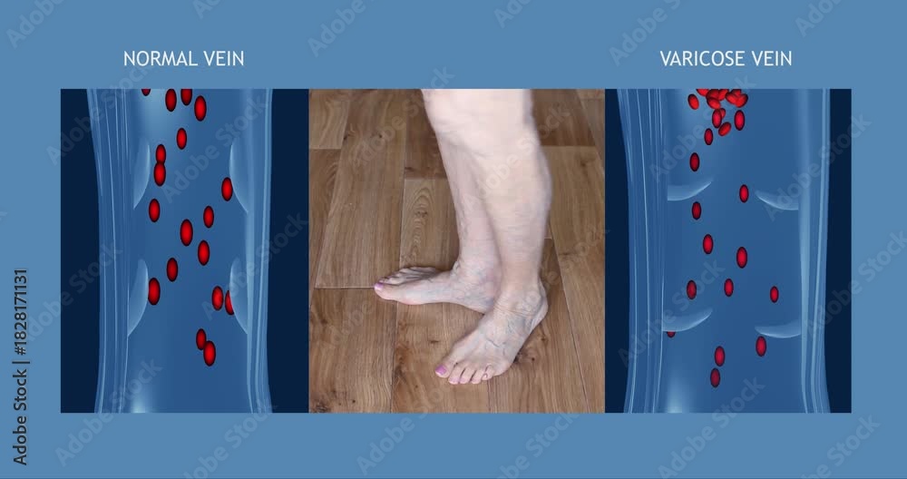 Stockvideon Varicose veins on a female senior legs. The structure of ...
