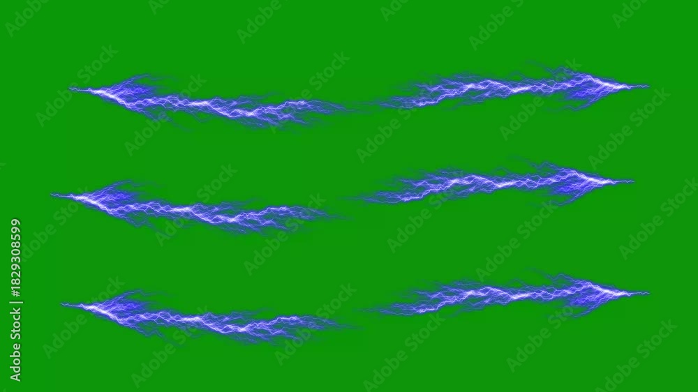 Lightning power overlay on green screen, animated electric pulse ...