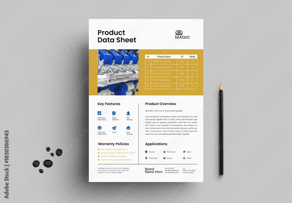 Product Data Sheet Template with Modern Layout and Professional ...