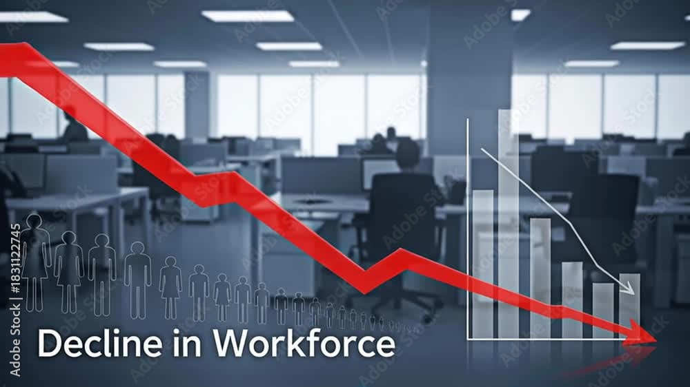 The decline in the workforce chart for the concept of economics and ...