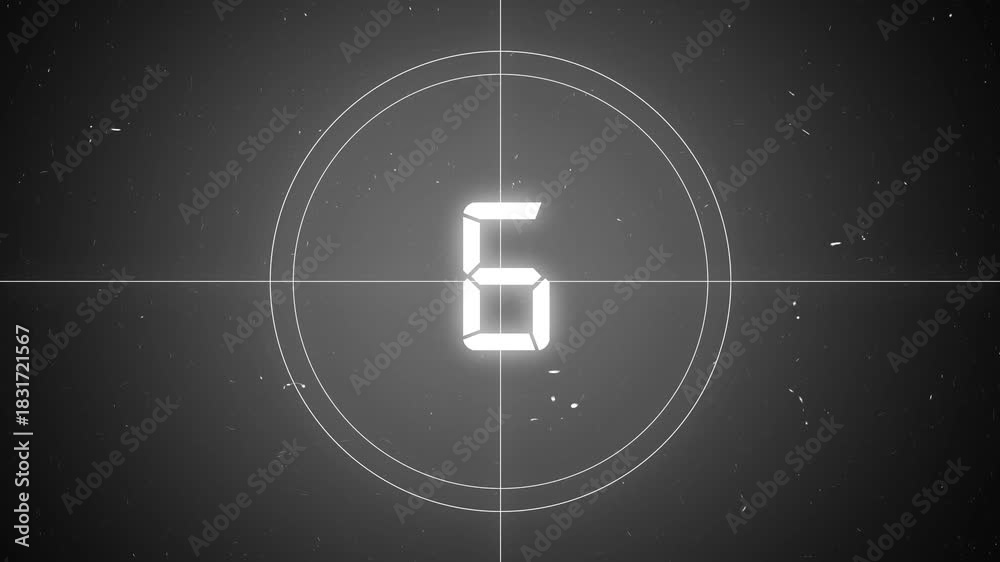 Old Film Countdown from ten 10 to 0 number. Old retro wipe rolling ...