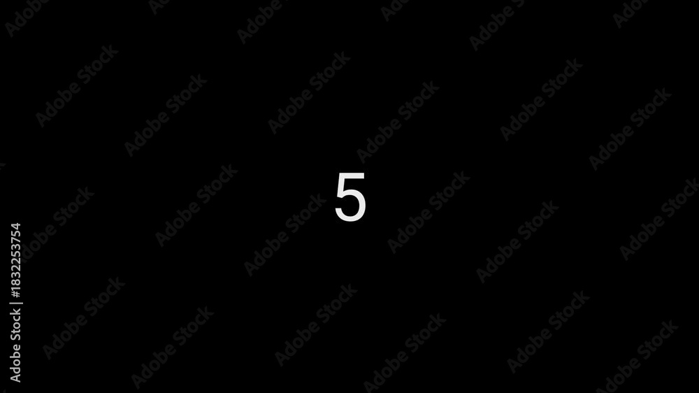 five seconds countdown timer animation.from 0 to 5 seconds on ...