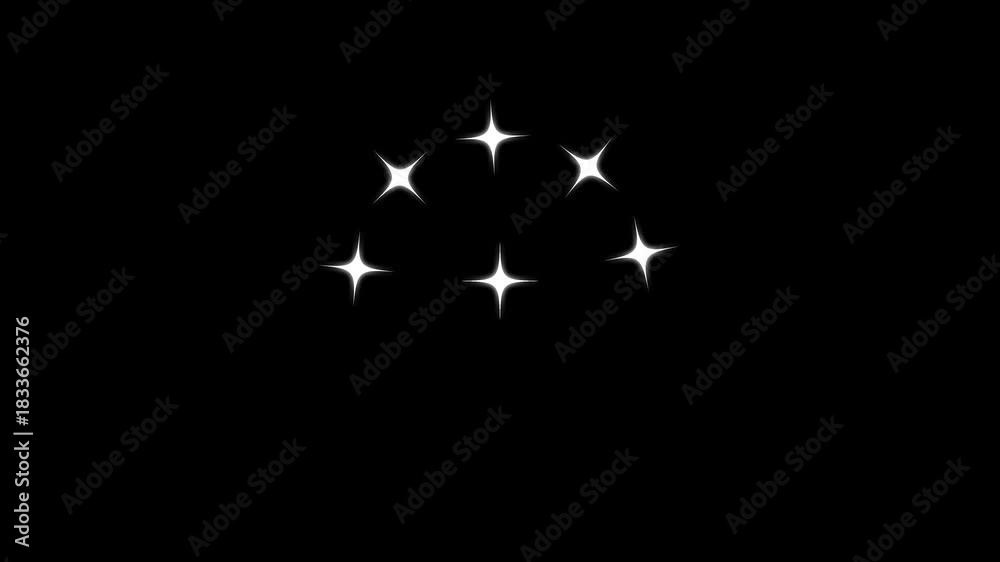 Magical doodle star sparkle animation with twinkling white particles ...