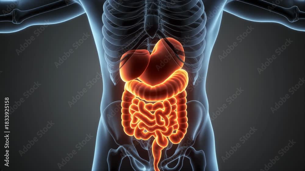 Detailed 3D Animation of the Human Digestive System Showing Stomach ...